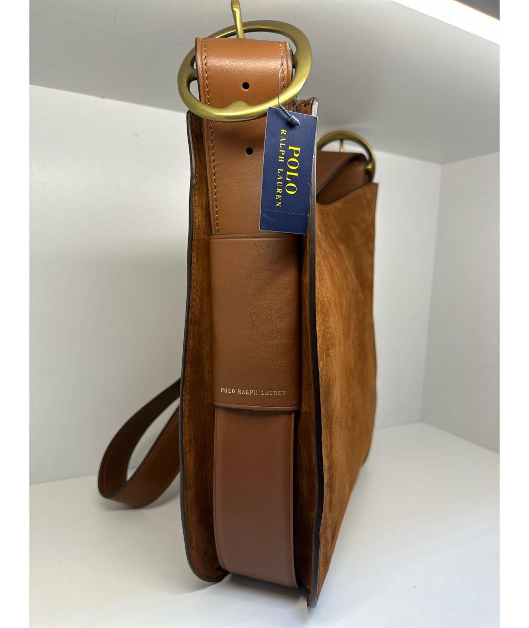 POLO RALPH LAUREN Коричневая замшевая сумка через плечо для женщин ...