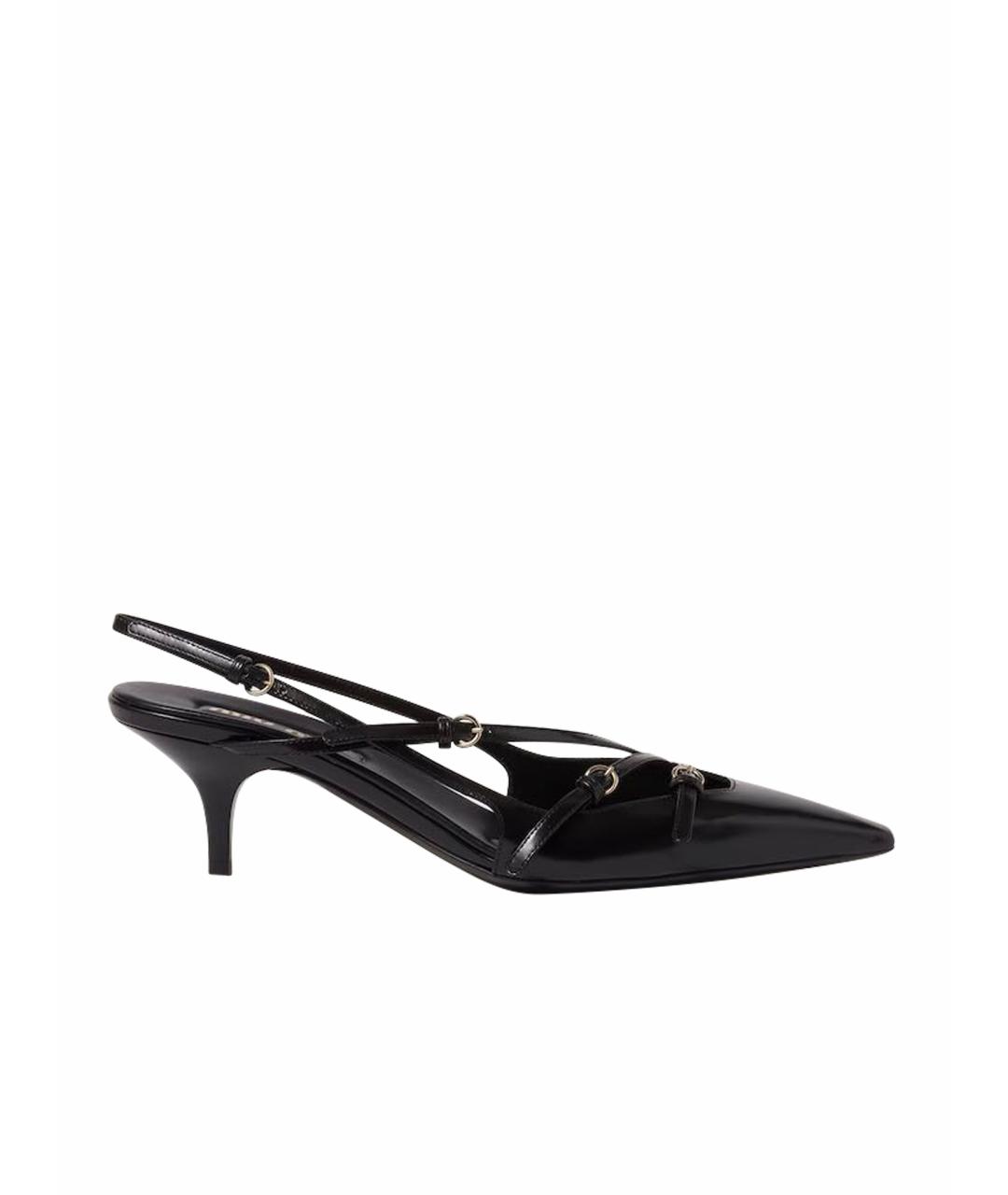 Miu Miu Черные лодочки на низком каблуке из лакированной кожи для женщин купить в интернет