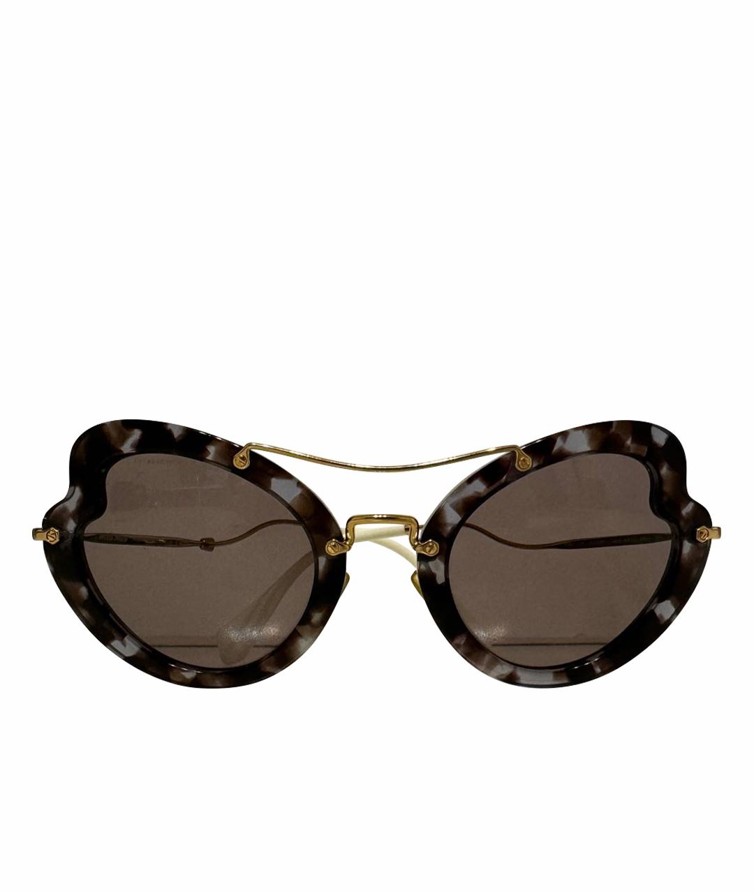 Miu Miu Коричневые металлические солнцезащитные очки для женщин купить в интернет магазине с