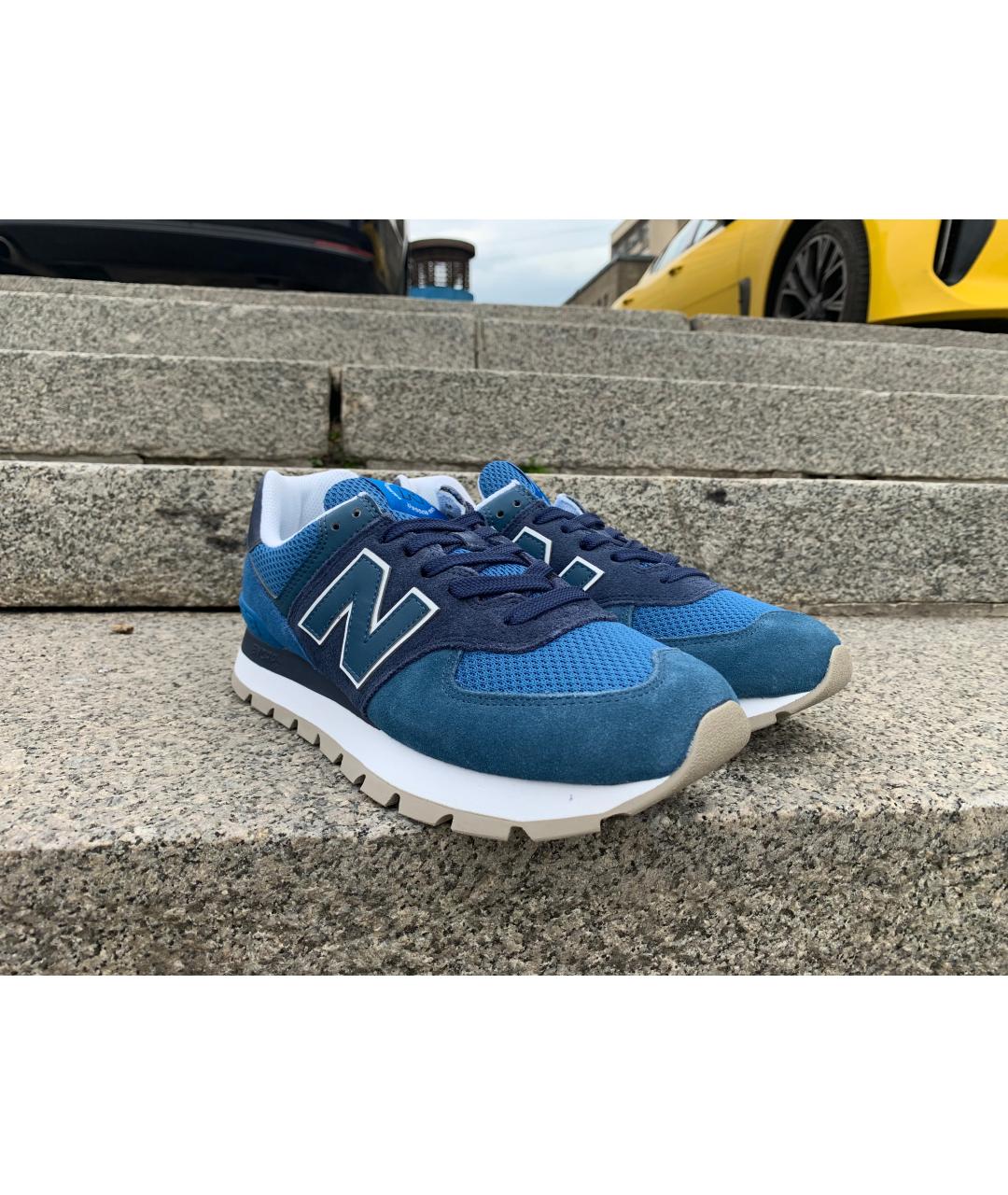 NEW BALANCE Синие замшевые низкие кроссовки / кеды 574 для мужчин ...
