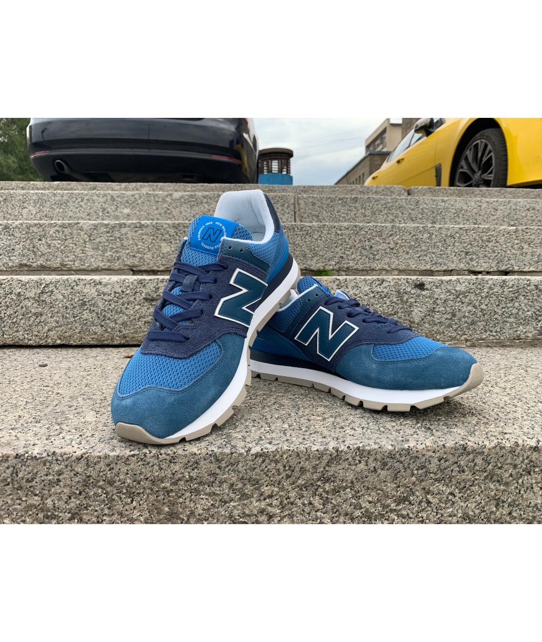 NEW BALANCE Синие замшевые низкие кроссовки / кеды 574 для мужчин ...