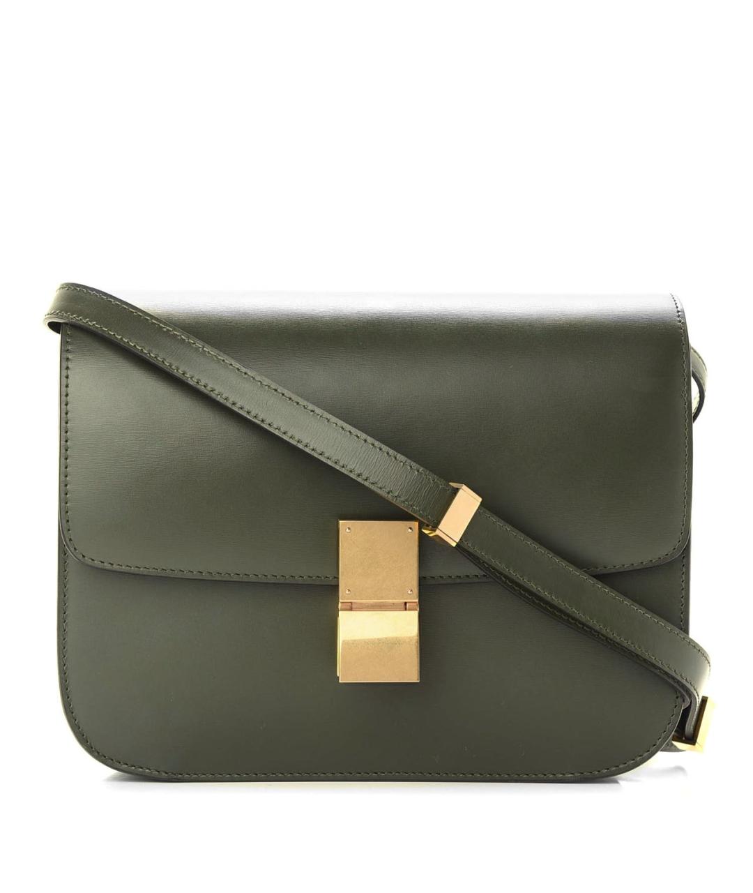 CELINE Хаки кожаная сумка через плечо Classic Box для женщин – купить в ...