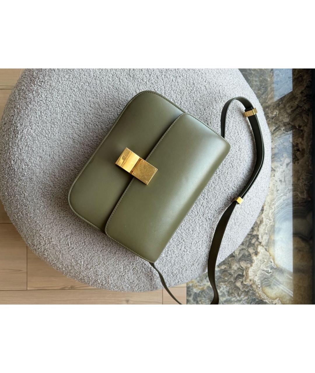 CELINE Хаки кожаная сумка через плечо Classic Box для женщин – купить в ...