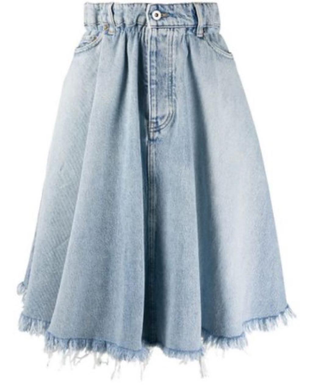 Miu Miu Голубая деним юбка миди для женщин купить в интернет магазине с доставкой