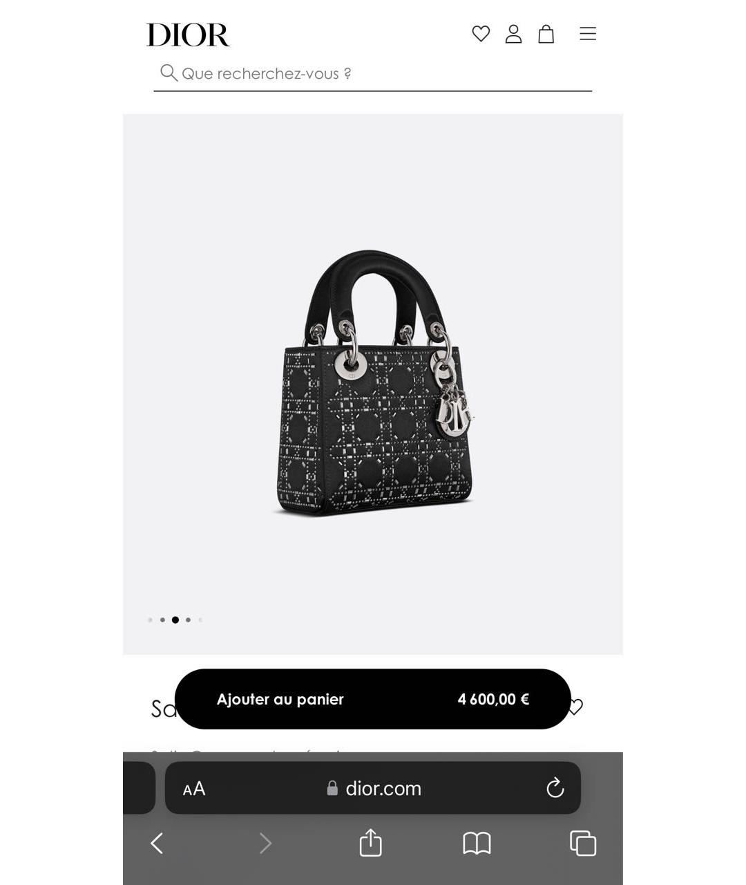 CHRISTIAN DIOR Черная сумка с короткими ручками Lady для женщин ...